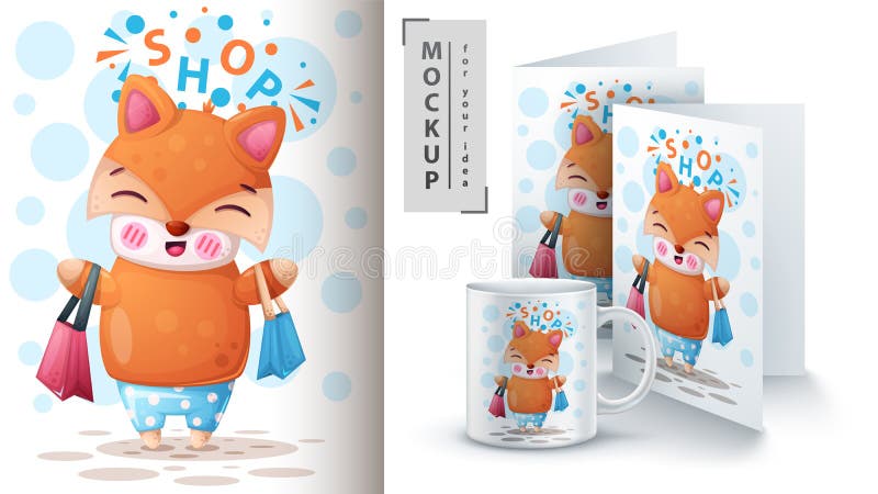 Cute Fox - Mockup for Your Idea. Stock Vector - Illustration of pretty ...