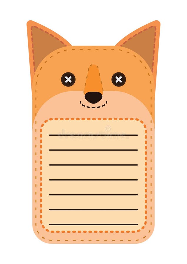 Cute Fox Note. Vector Illustration Decorative Design Stock Vector ...