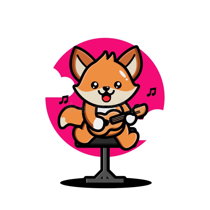 Cute Fox Playing Guitar Mascot Character Stock Illustration ...