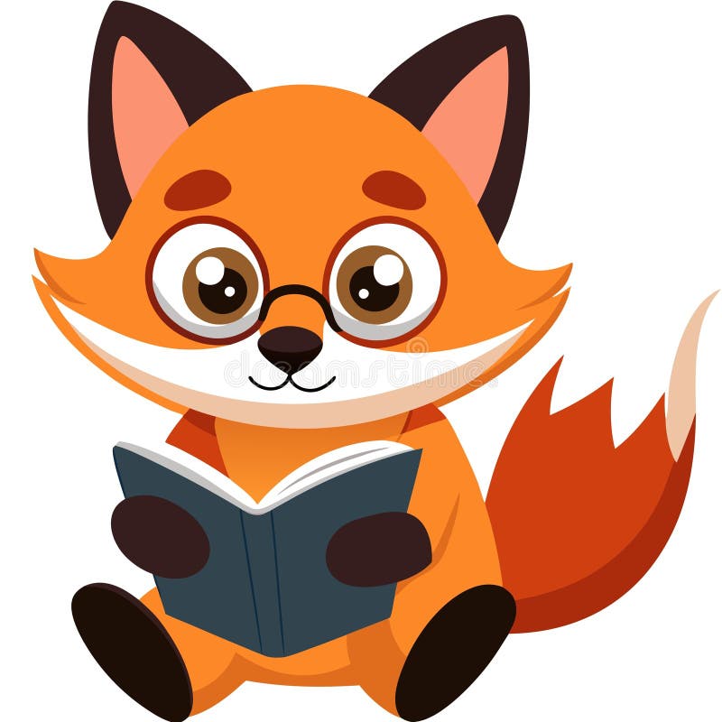 Cute Fox Reading Book Cartoon Vector Icons Illustration. Flat Cartoon ...