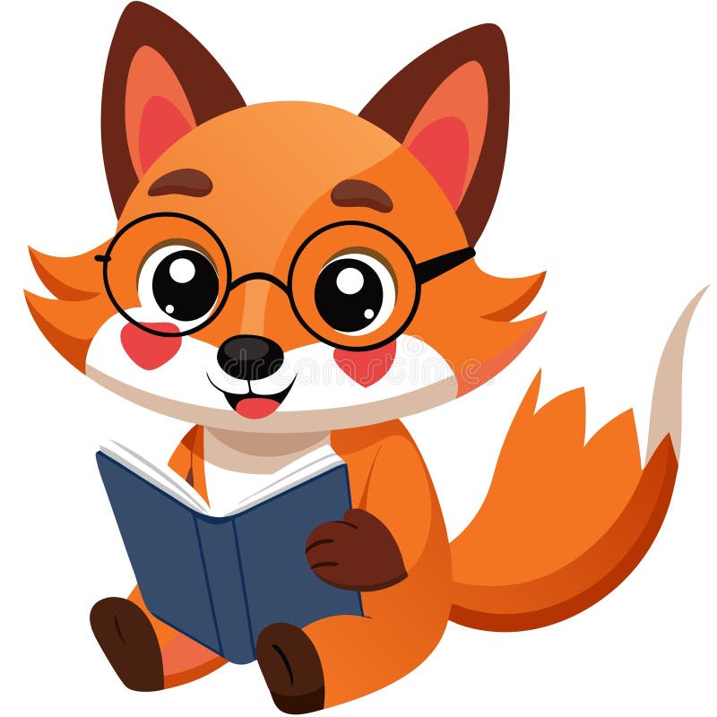 Cute Fox Reading Book Cartoon Vector Icons Illustration. Flat Cartoon ...