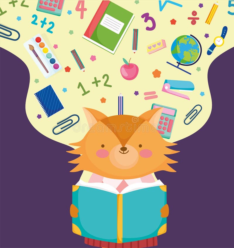 Cute fox reading book stock vector. Illustration of design - 220939576