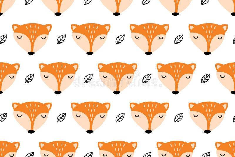 Cute Fox Seamless Pattern Background Stock Vector - Illustration of ...