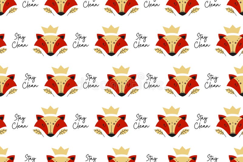 Cute Fox Seamless Pattern Background Stock Vector - Illustration of ...