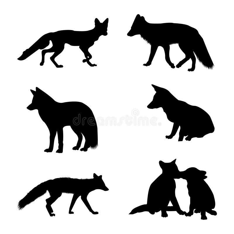 Cute Fox Silhouette Vector Art Design. Stock Vector - Illustration of ...