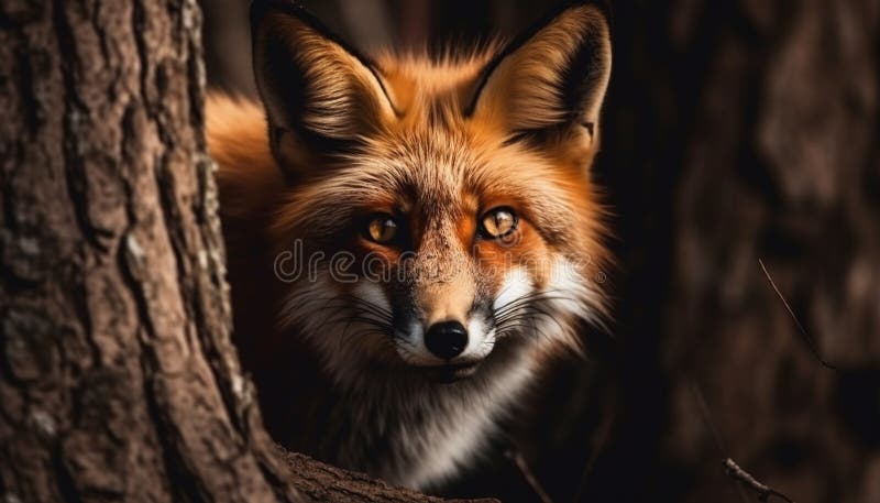Cute Fox Staring, Alert, in Winter Snow Generated by AI Stock Image ...
