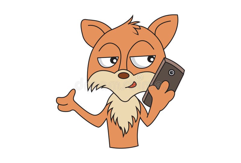 Cute Fox Talking on the Phone. Stock Illustration - Illustration of ...