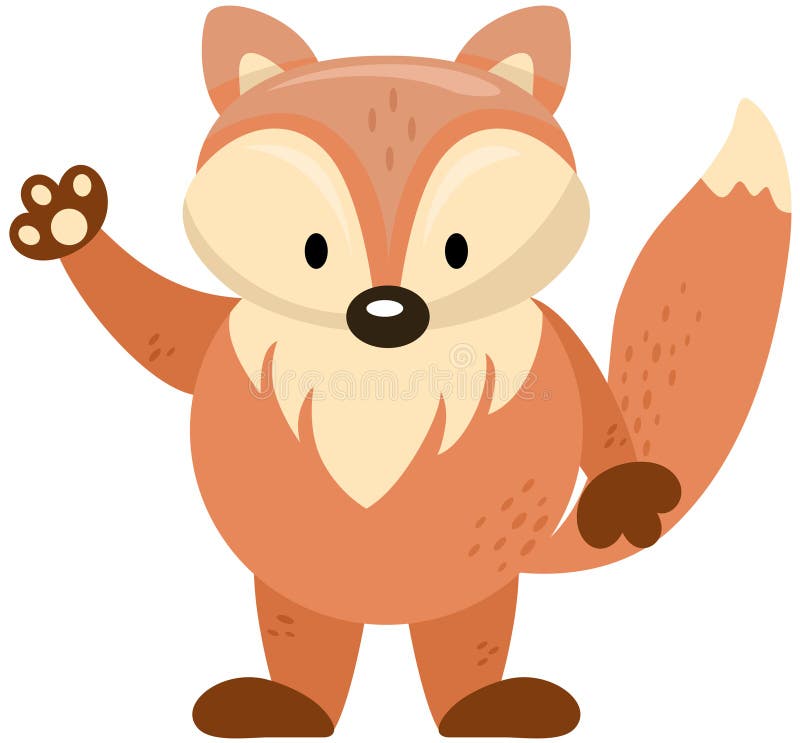 Cute Fox Waving Isolated on White Stock Vector - Illustration of ...