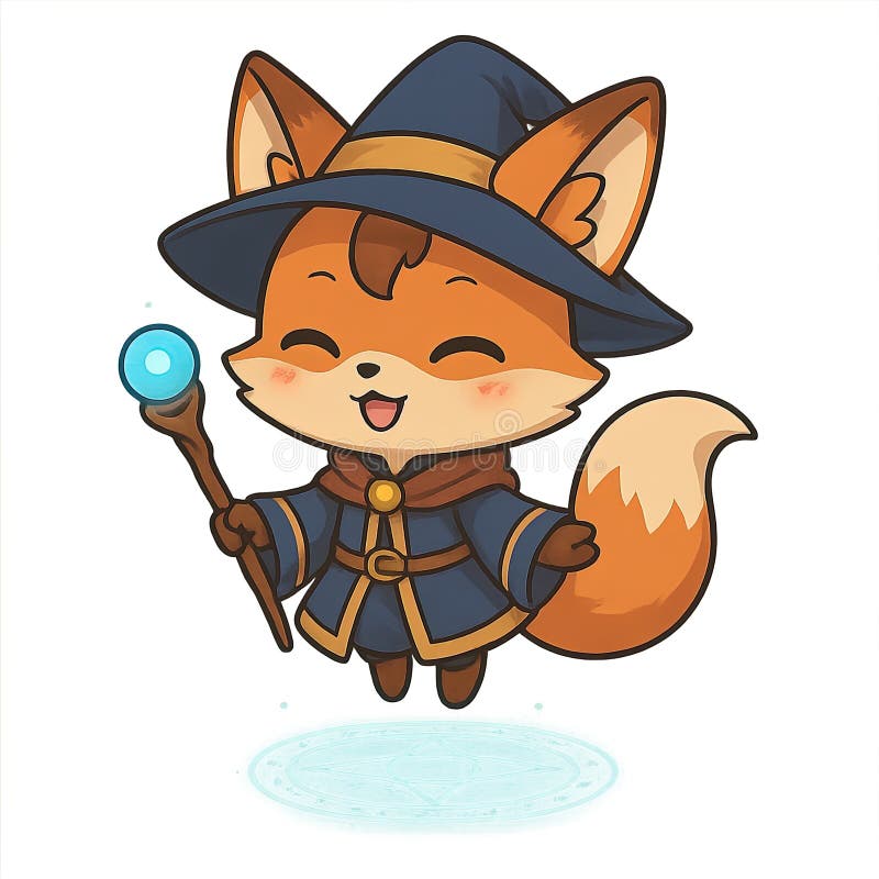Cute Cartoon Wizard Fox Casting Magic Spell Stock Illustrations – 5 ...