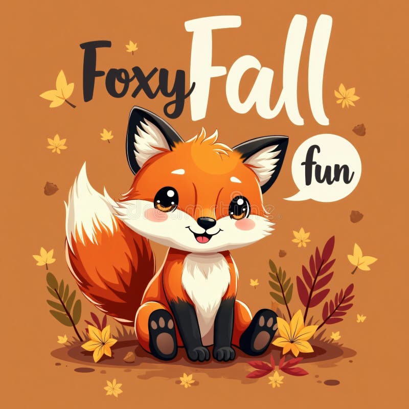 Cute Foxy Fall Fun T-Shirt Design Stock Illustration - Illustration of ...