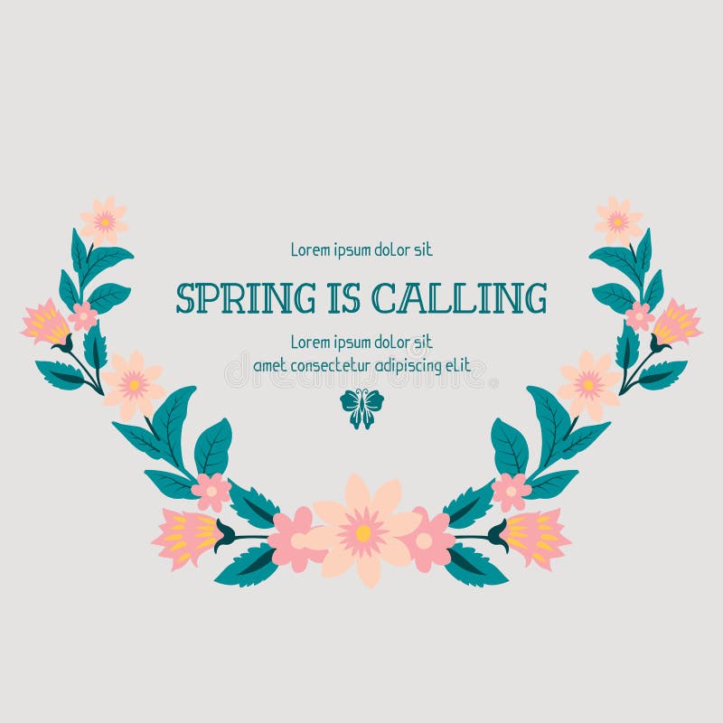 Cute Frame with Beautiful Leaf Wreath, for Spring Calling Poster Design ...