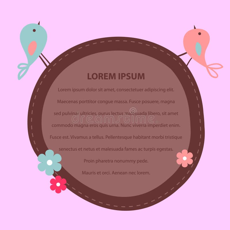 Cute Frame with Birds and Flowers Stock Vector - Illustration of ...