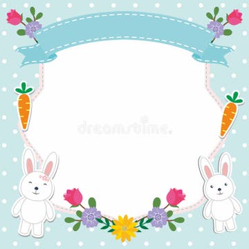 Cute Frame / Border with Adorable Rabbit / Bunny Vector Stock Vector ...