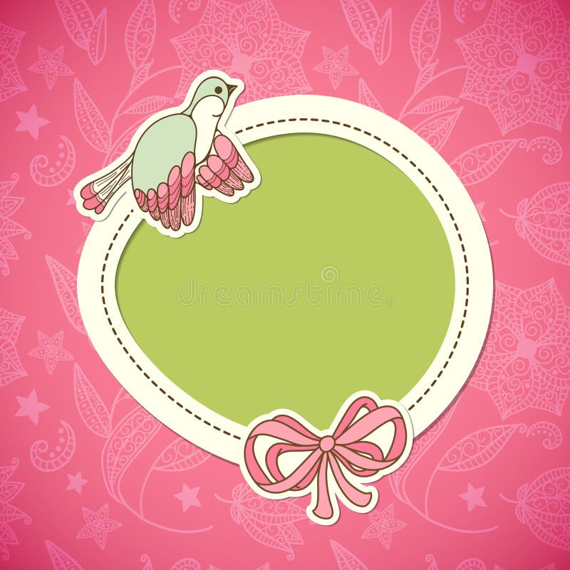 Cute Frame Design with Bird. Vintage Stock Vector - Illustration of ...