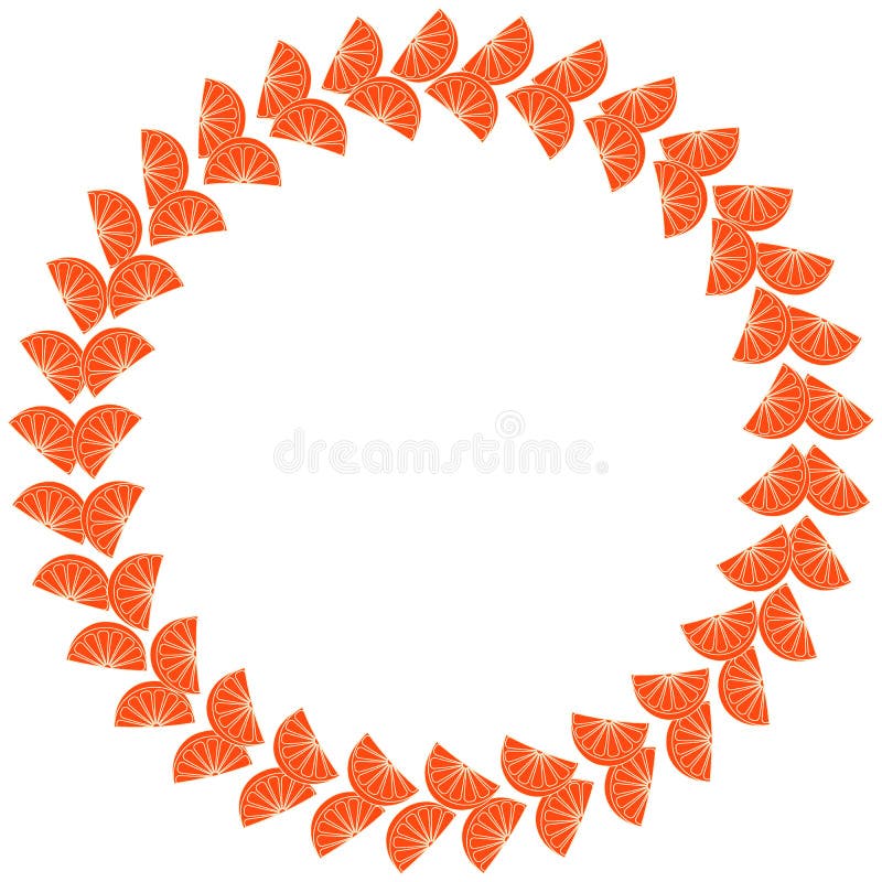 Cute Frame Made of Orange Slices on White Background Stock Vector ...