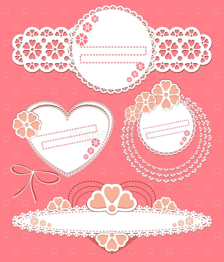 Cute Lace Vector Frames Collection Stock Vector - Illustration of ...
