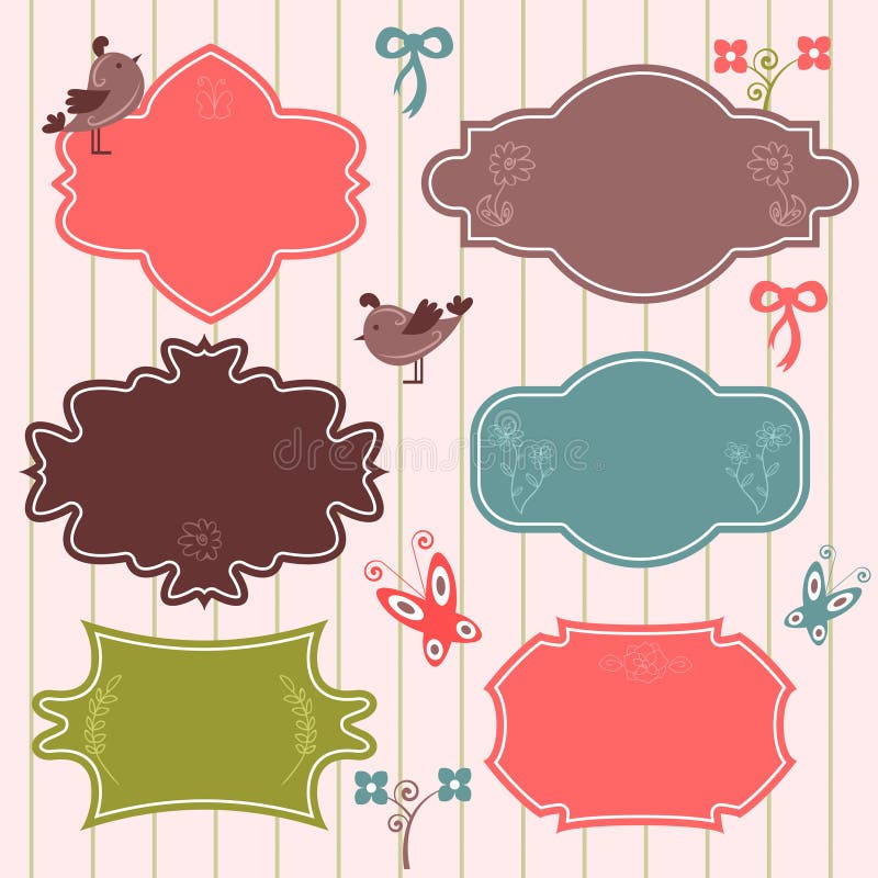 Cute Frames Decorative Elements Stock Vector - Illustration of sticker ...