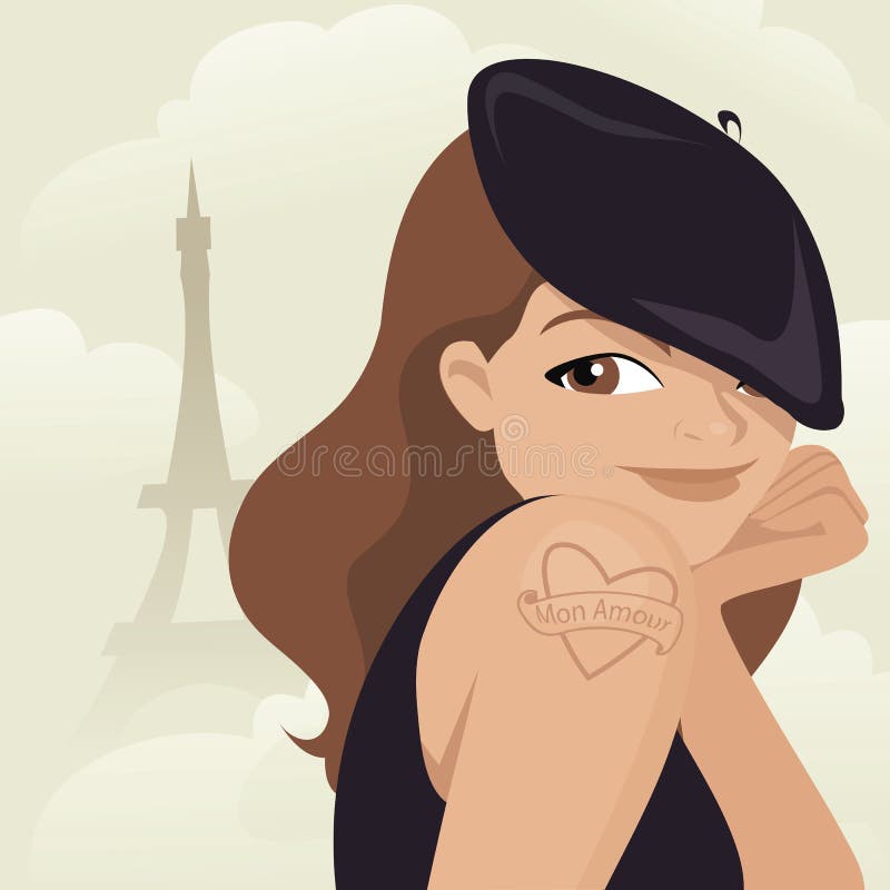 Cute french woman vector stock vector. Illustration of cloud - 18723155