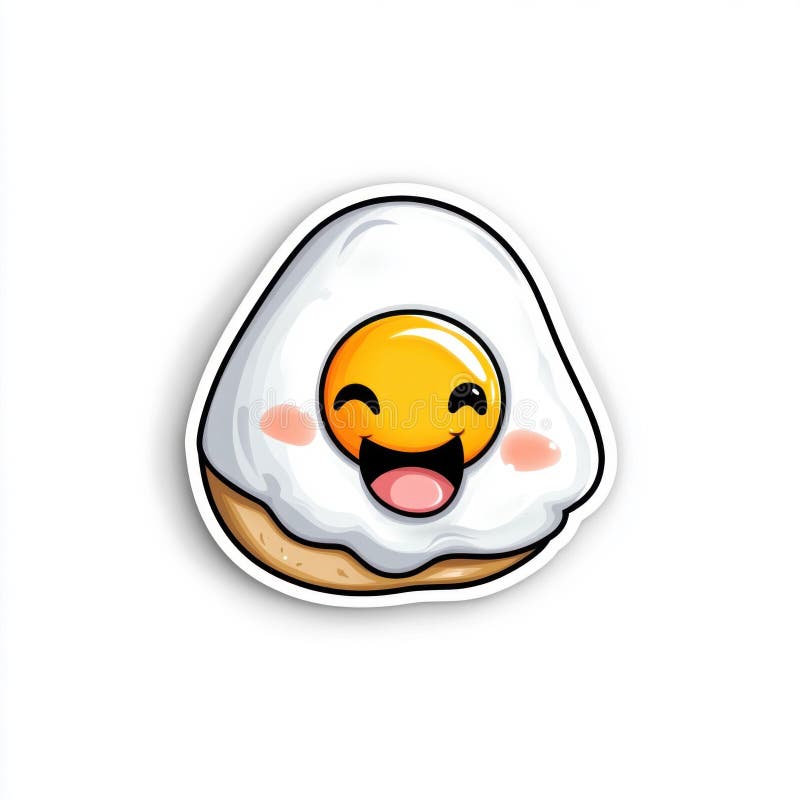 Cute Fried Egg Character Sticker Design Stock Illustration ...