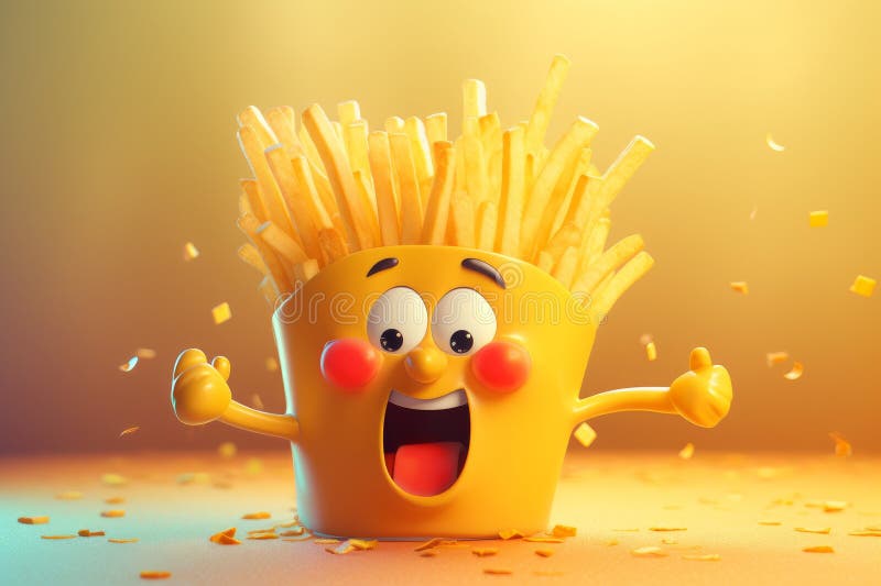 Cute Fried Fries. Generate Ai Stock Illustration - Illustration of ...
