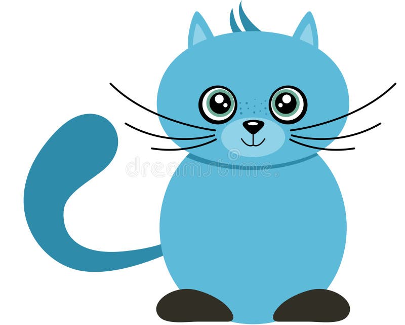 Cute and friendly blue cat stock illustration. Illustration of line ...