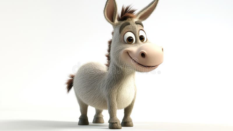 A Cute and Friendly Cartoon Donkey Character, Digitally Rendered, is ...