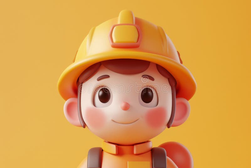 A Cute Friendly 3d Fire Fighter Character. 3D Rendering Style ...