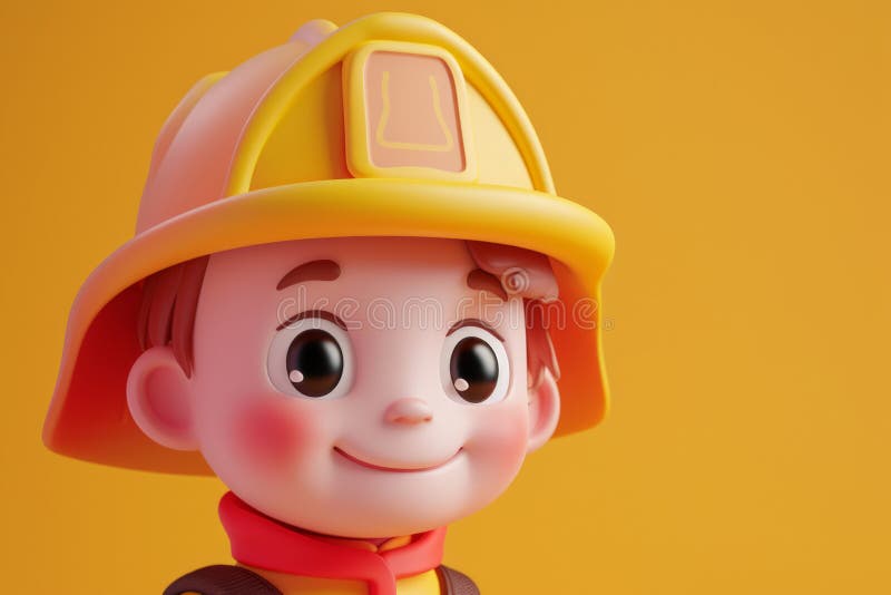 A Cute Friendly 3d Fire Fighter Character. 3D Rendering Style ...