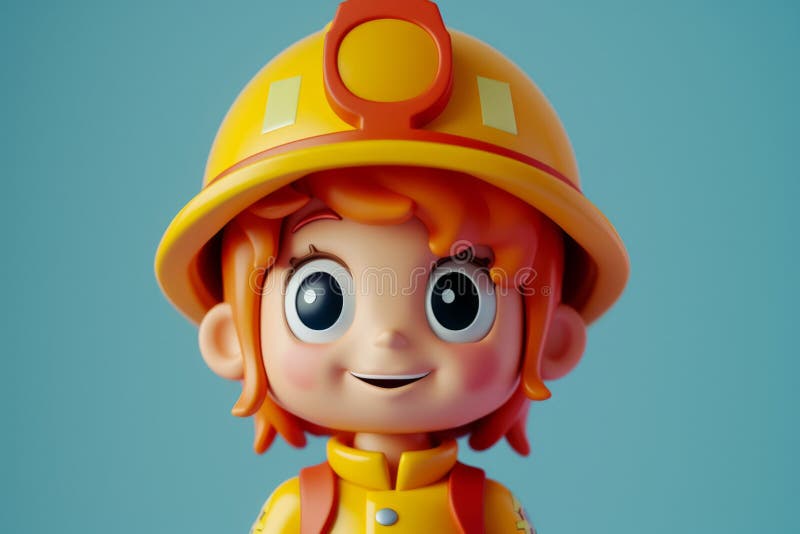 A Cute Friendly 3d Fire Fighter Character. 3D Rendering Style ...
