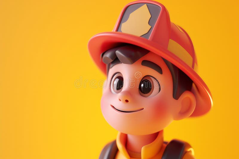 A Cute Friendly 3d Fire Fighter Character. 3D Rendering Style ...