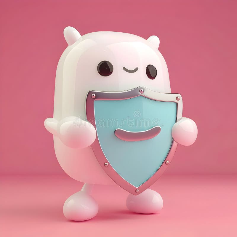 Adorable Virus Tackled by Happy Antivirus Bubble in 3D Render Stock ...