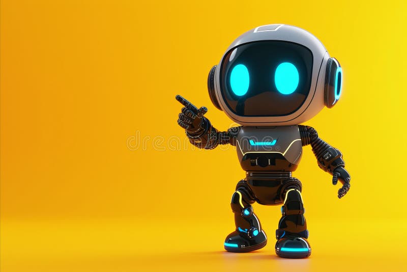 A Cute Friendly 3d Robot Character Pointing. 3D Rendering Style ...