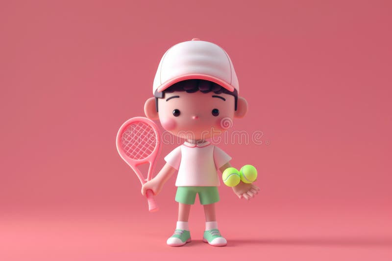 A Cute Friendly 3d Tennis Player Character. 3D Rendering Style ...