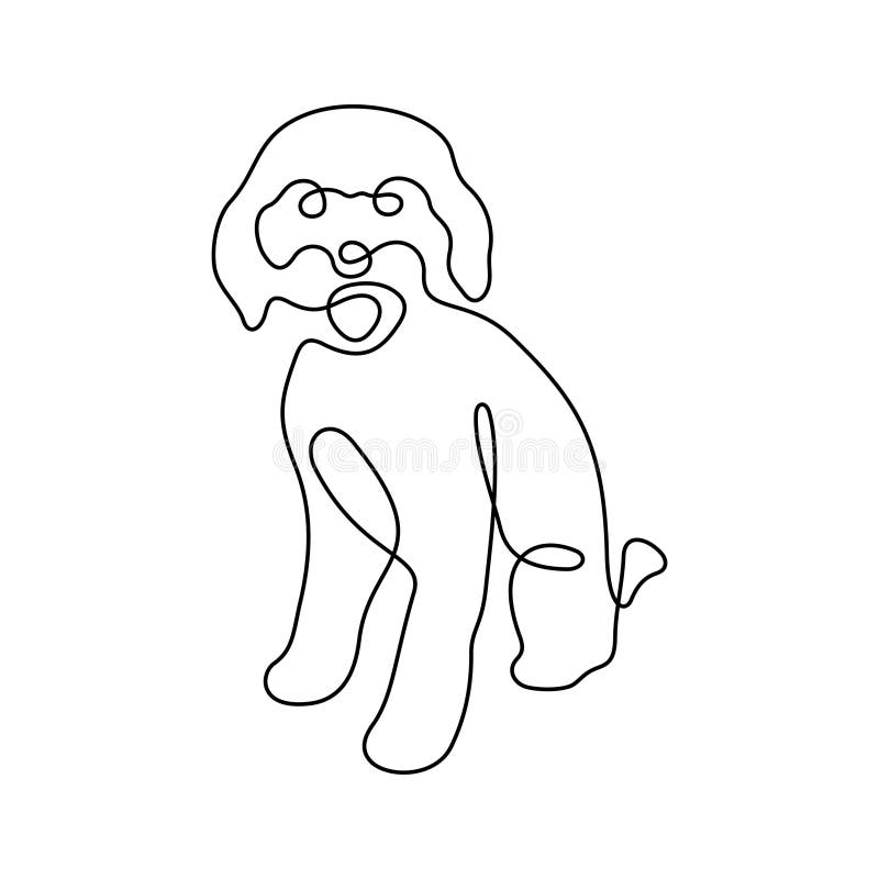 Cute Friendly Dog Goldendoodle Breed One Line Vector Illustration Stock ...