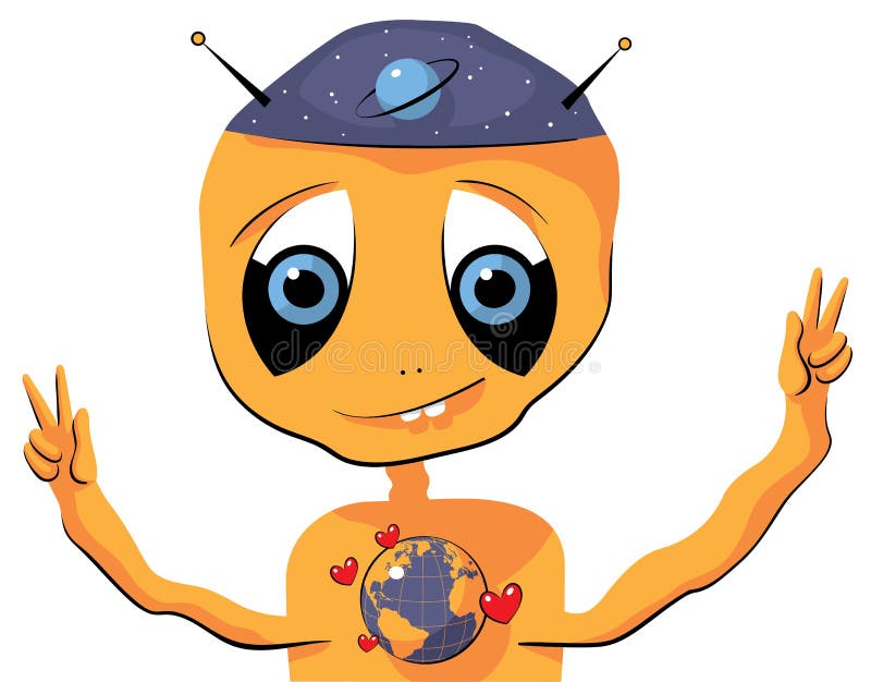Cute Friendly Face of an Alien Expressing Love To Stock Vector ...