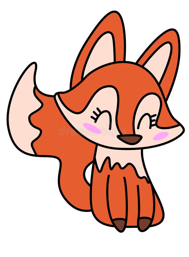 Cute and Friendly Fox Isolated Stock Illustration - Illustration of ...