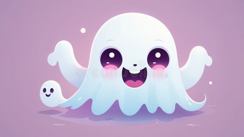 Cute Friendly Ghost Character in Pastel Colors Stock Illustration ...
