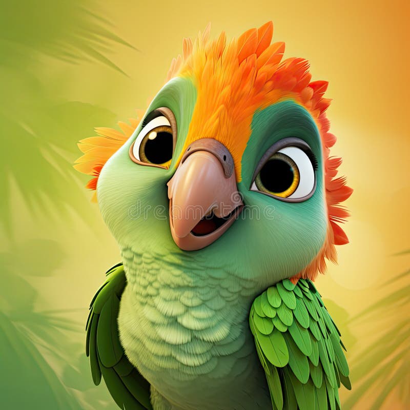 Cute and Friendly Green and Orange Feather Parrot Stock Photo - Image ...