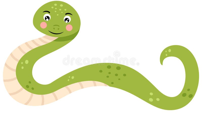 Cute and Friendly Green Snake Stock Illustration - Illustration of ...