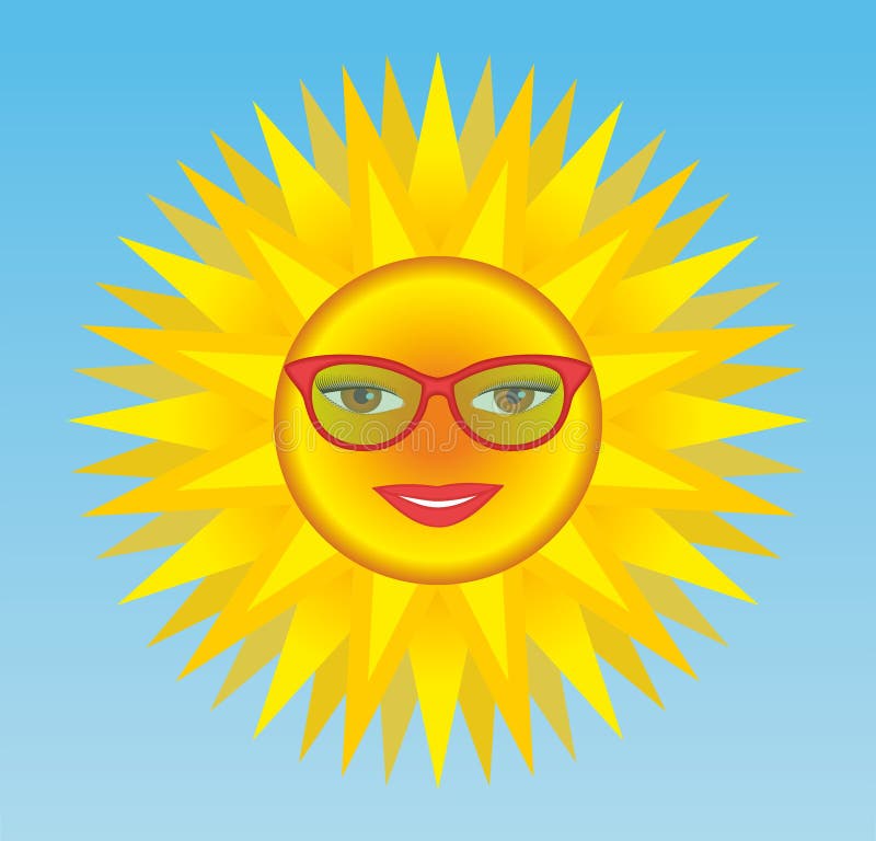 Cute and Friendly Looking Sun. Vector Illustration. Stock Vector ...