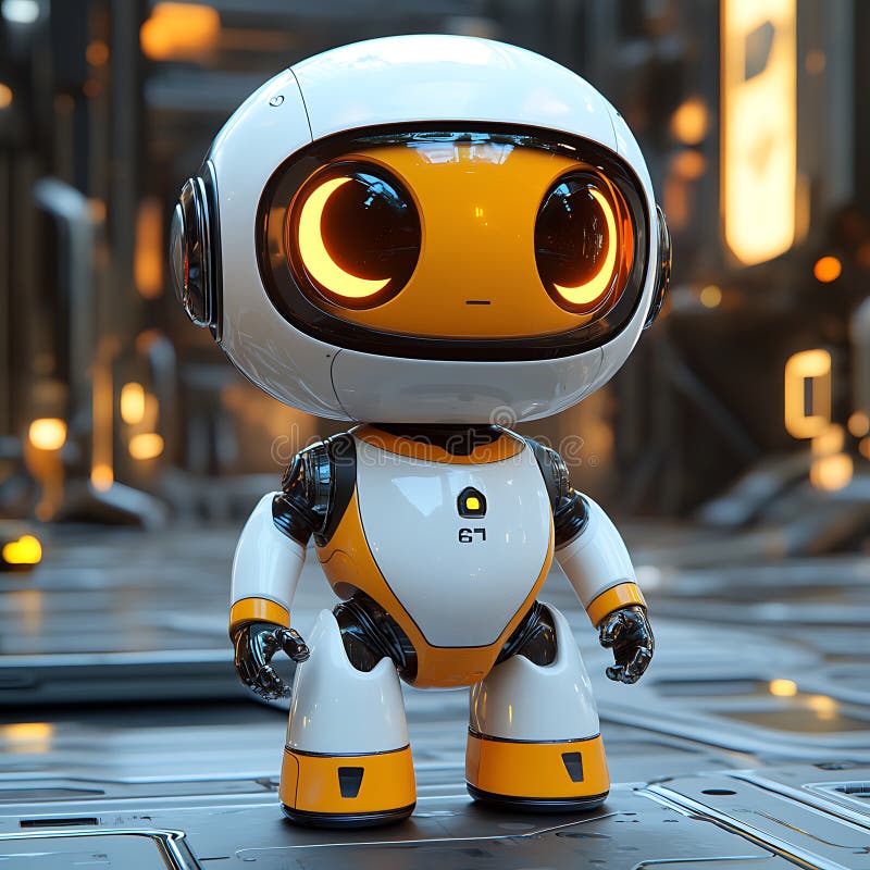 Cute Friendly Robot Big Eye Character Design Stock Illustration ...