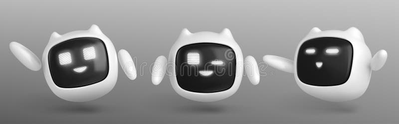 Cute Friendly Robot with Different Face Emotions Stock Vector ...