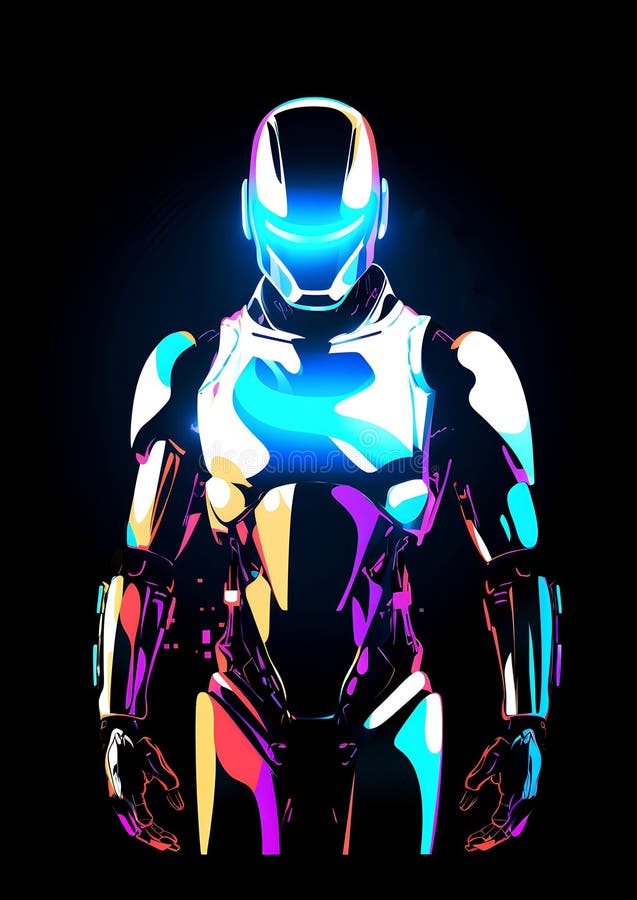 A Cute Friendly White Robot that is Made Out of Computer Code Stock ...