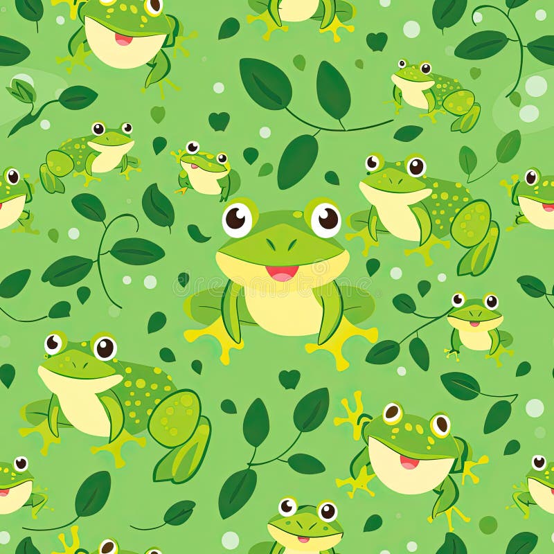 Cute Frog Background Adorable Amphibian Backdrop Stock Illustration ...
