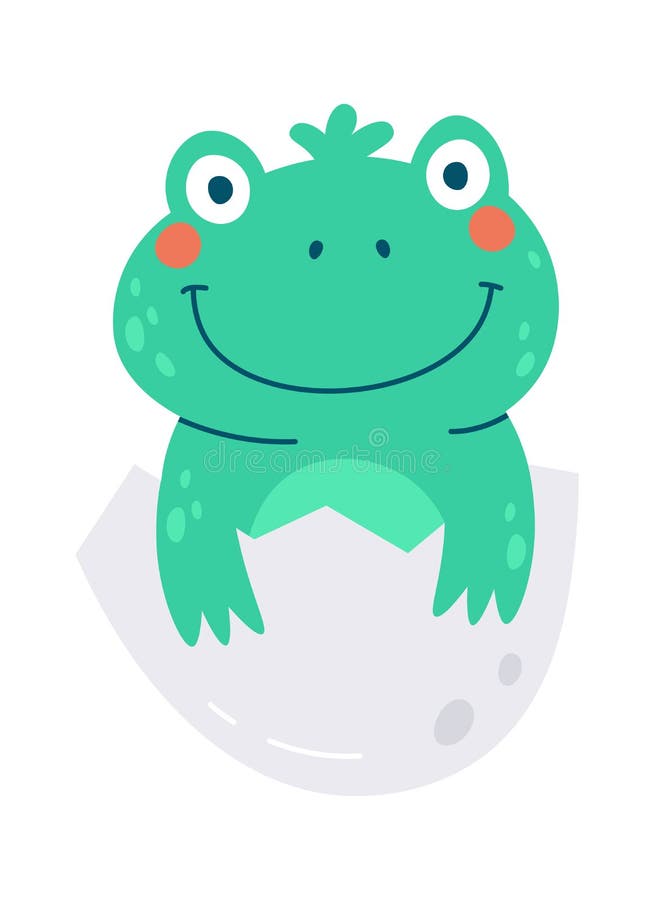 Cute Frog Hatched from Egg Flat Icon Stock Vector - Illustration of ...