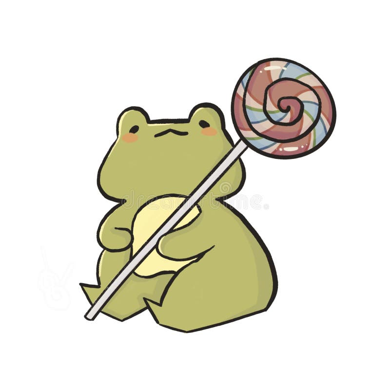 Cute Frog Holding Candy Illustration Stock Illustration - Illustration ...