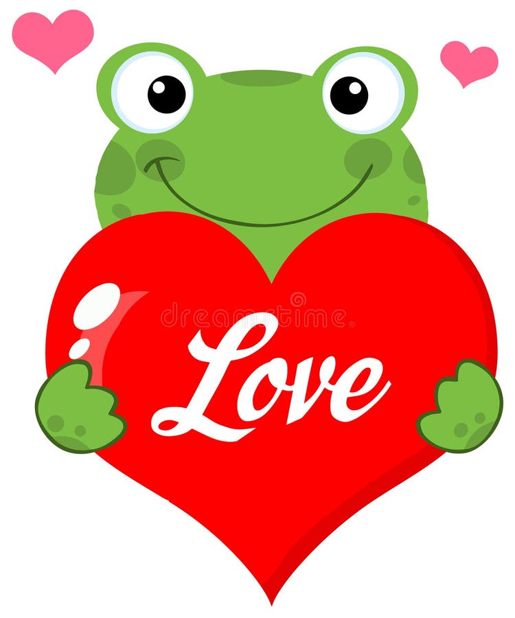 Cute Frog Holding a Heart with Text Stock Vector - Illustration of ...