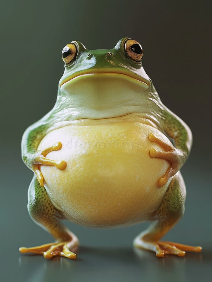 A Cute Frog with a Large Belly, a Full-body Front View Stock ...