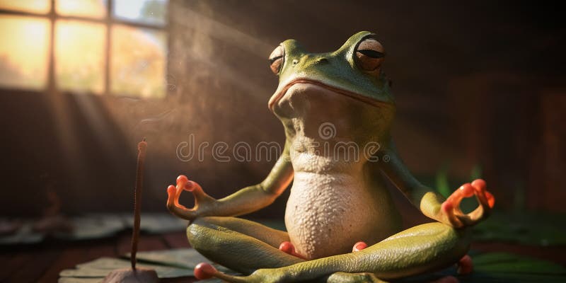 A Cute Frog Meditating. 01. Stock Illustration - Illustration of frog ...