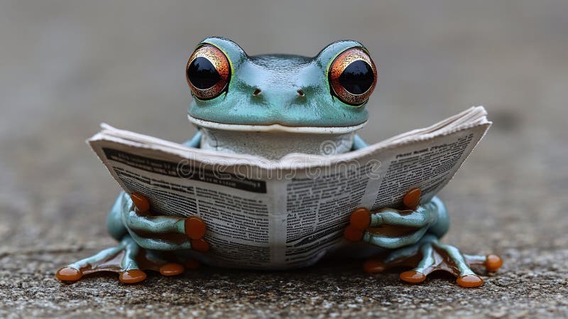 Frog Reading Book stock vector. Illustration of animal - 65072847